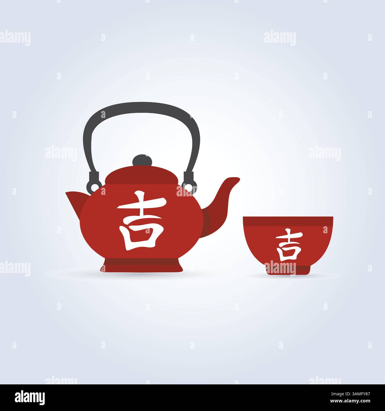 Red Chinese teapot, traditional tea drinking, Icon of red teapot and ...