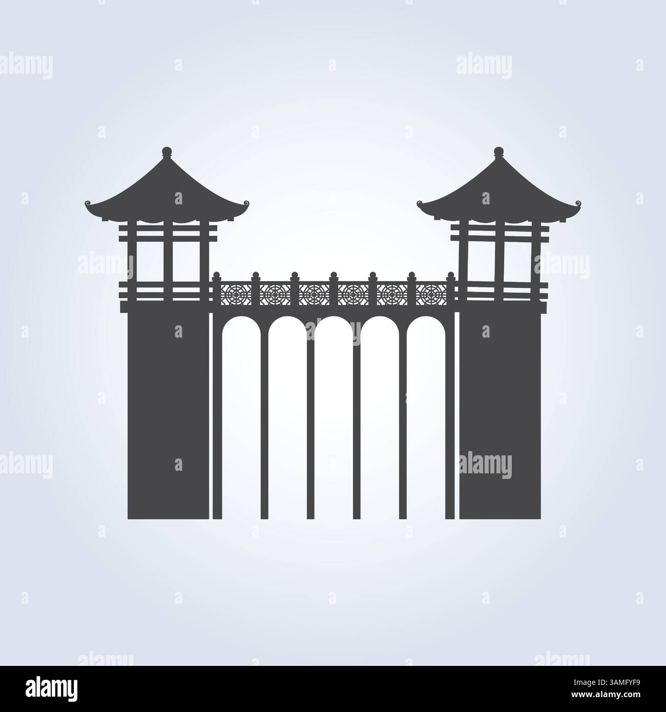 Silhouette Japanese traditional gate, black color only, Chinese gate ...
