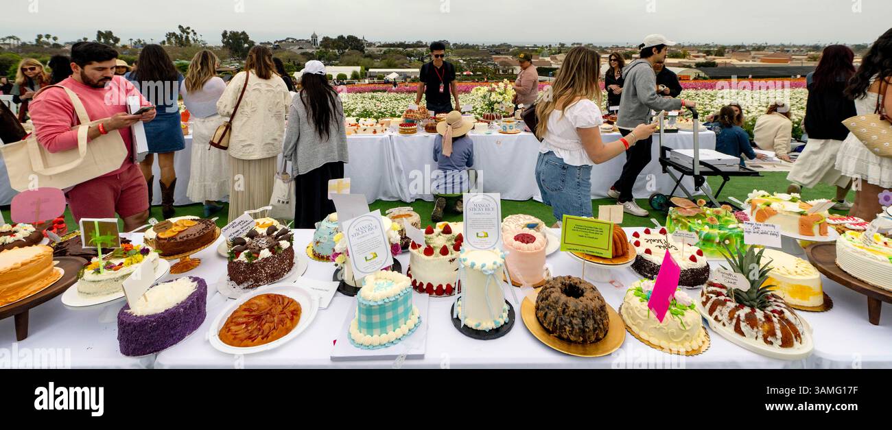 Carlsbad, California, USA. 13th Apr, 2025. Cakes are arrayed during the ...