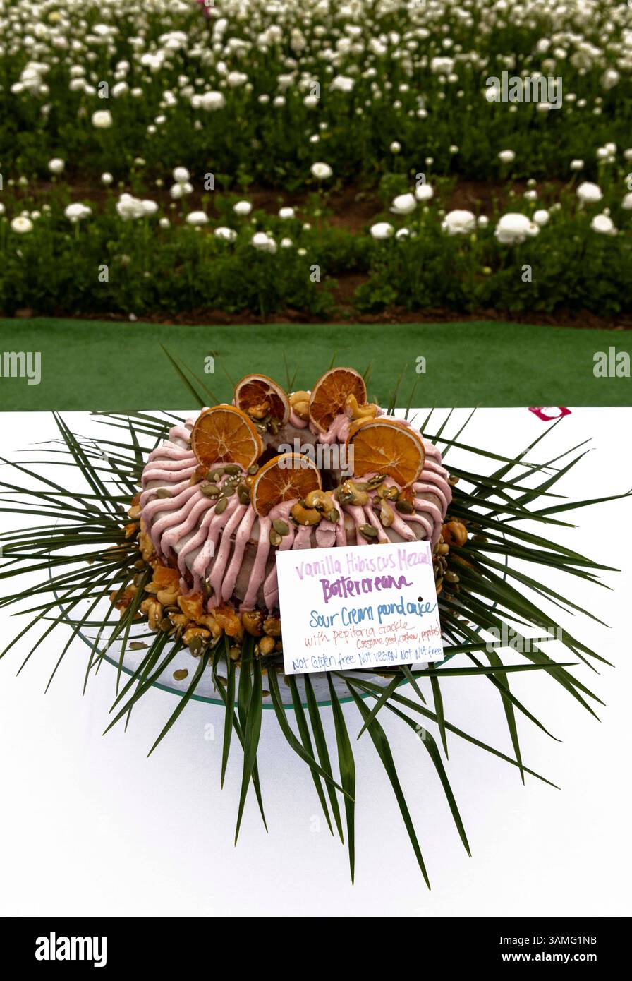 Carlsbad, California, USA. 13th Apr, 2025. Cakes are arrayed during the ...