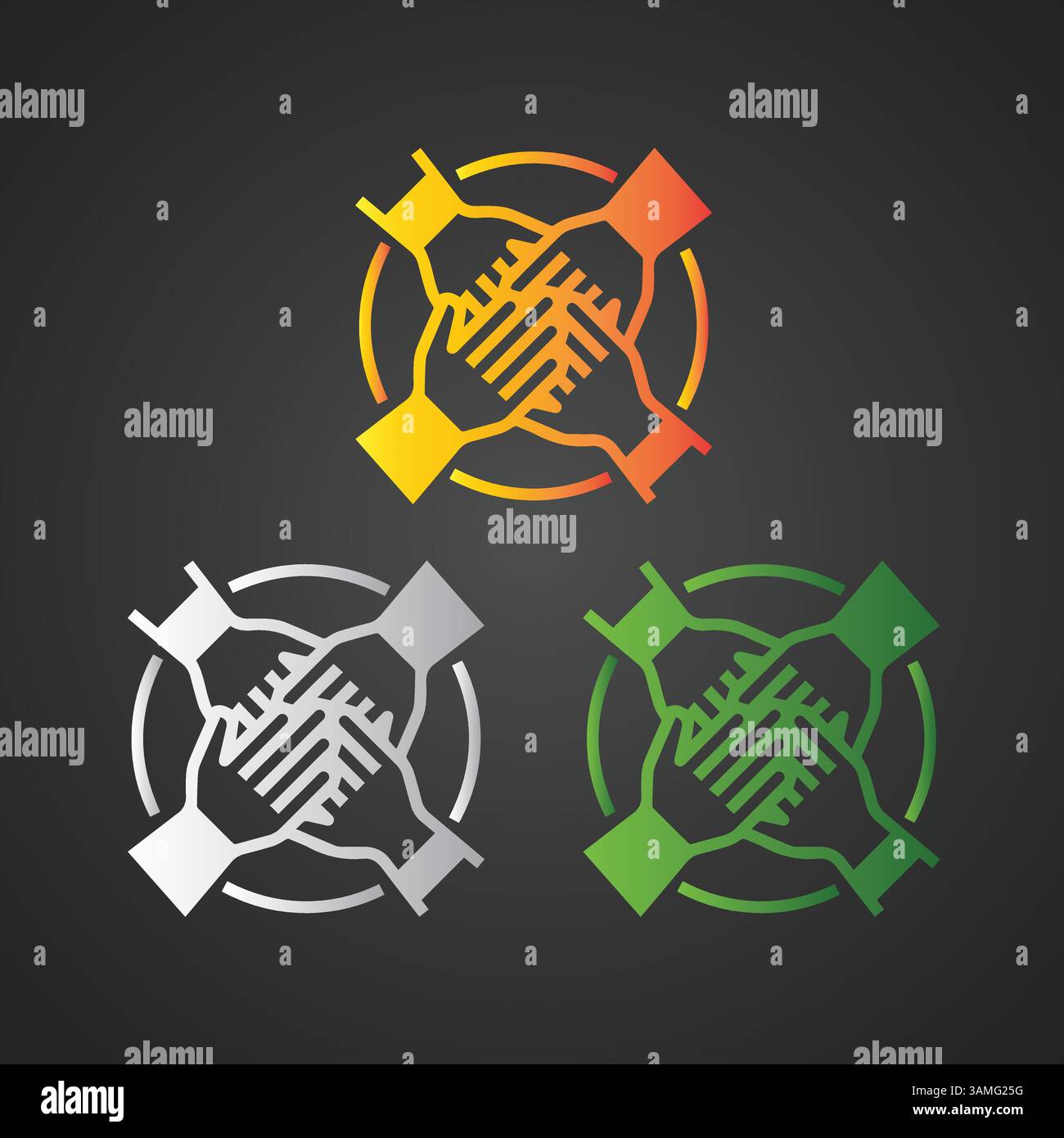 Participation in colorful icons, symbols, modern signs, linear ...