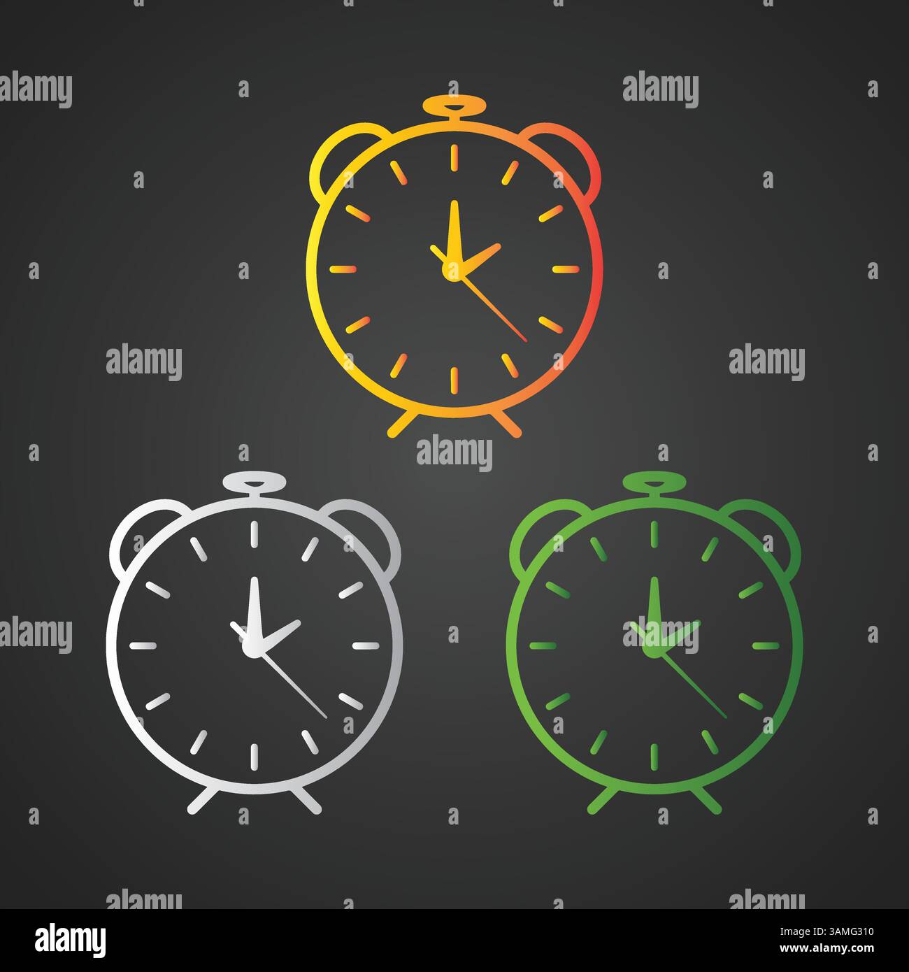 Clock colorful icons, symbols, modern signs, linear pictograms, vector ...