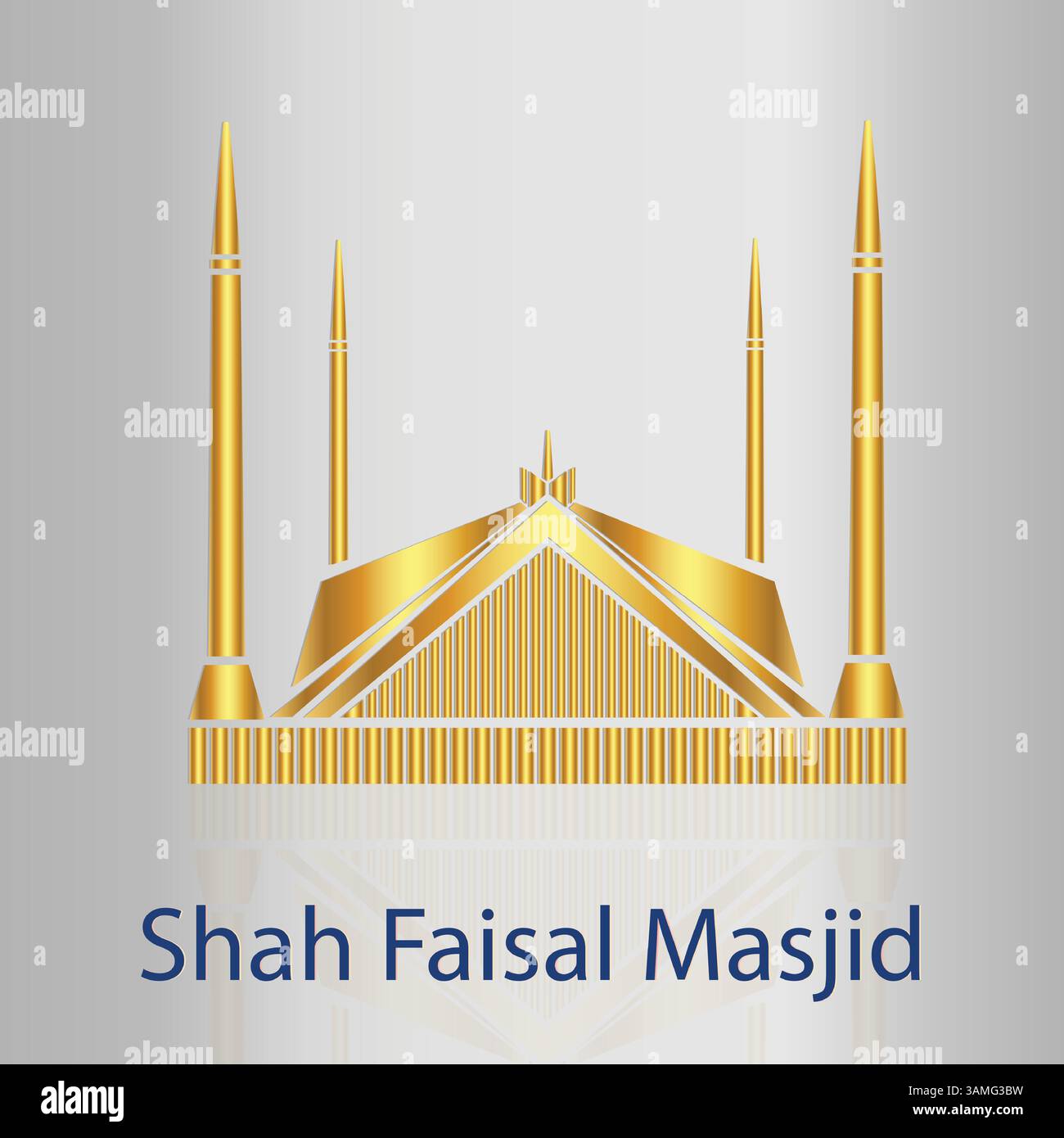 Faisal Mosque in golden color vector art, Icons, shah faisal masjid ...