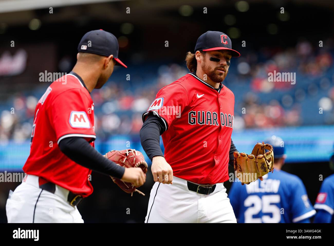 Cleveland, Ohio, USA. 13th Apr, 2025. Cleveland Guardians shortstop ...