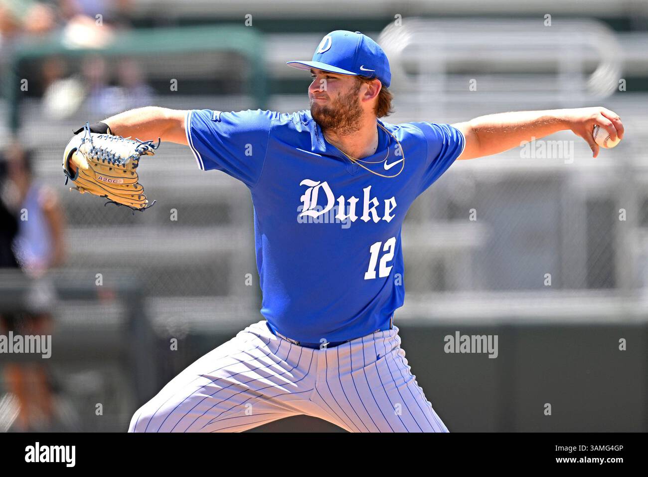 CORAL GABLES, FL - APRIL 13: Duke pitcher Henry Zatkowski (12) pitches ...