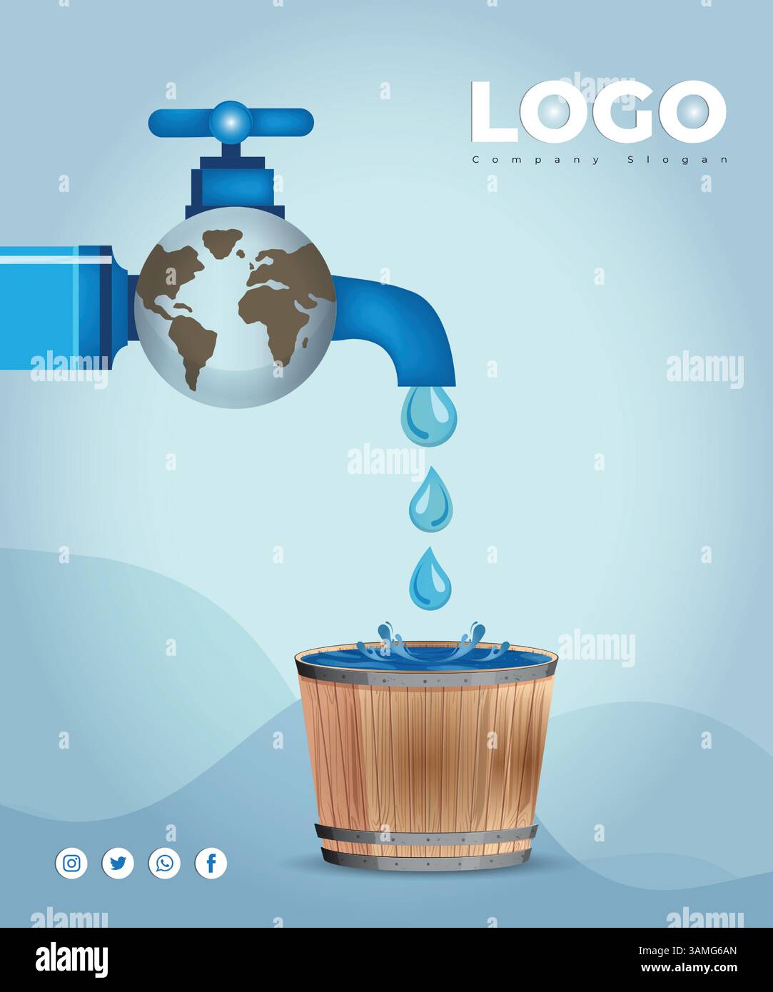 World Water Day Poster, Save Water creative vector template, social ...