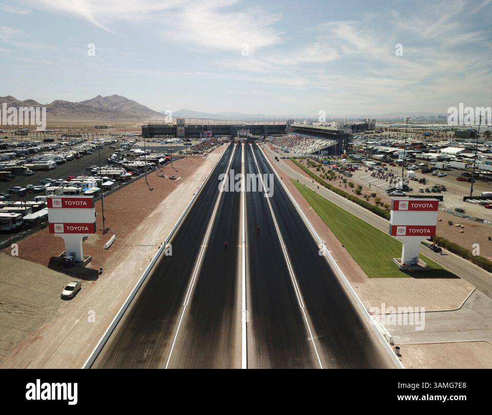LAS VEGAS, NV - APRIL 13: General aerial view looking back down the ...