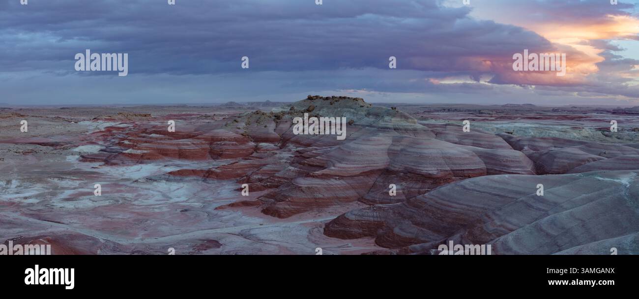 The colorful Bentonite Hills near Hanksville Utah at sunset. Photo ...