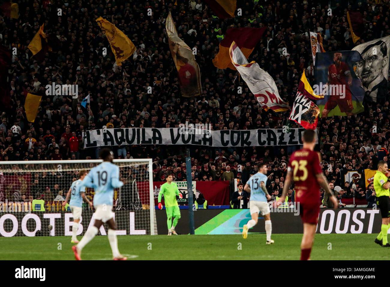 Rome, Italy. 14th Apr, 2025. as roma ultras curva sud during SS Lazio ...