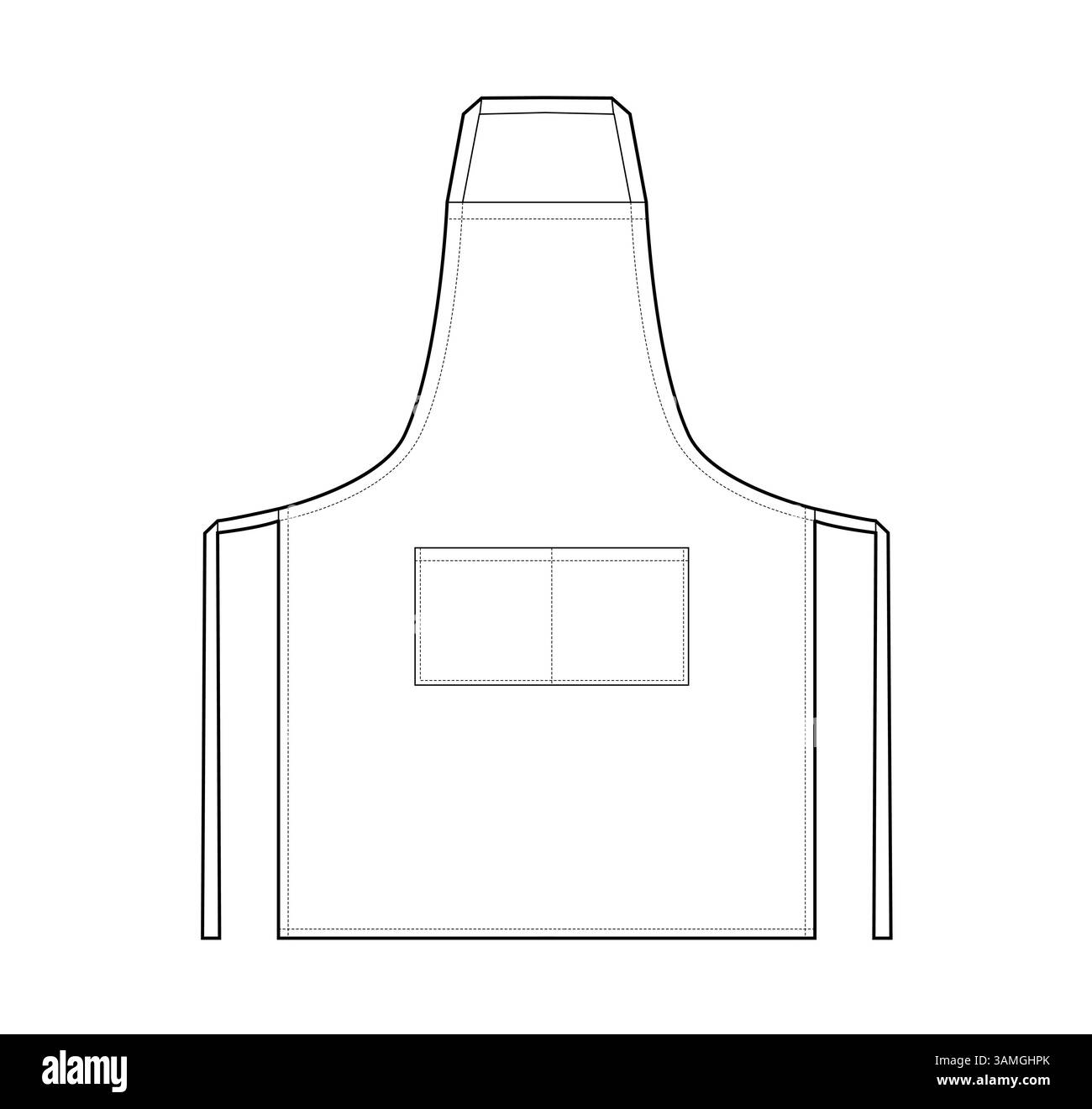 Bib Apron With Pocket technical fashion illustration. Chef studio ...