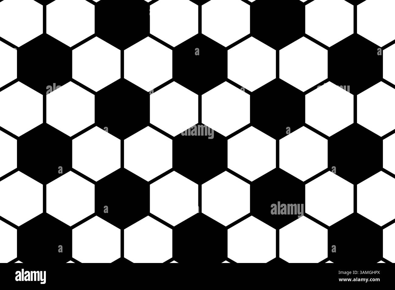 Repeated black and white hexagon shapes pattern. Soccer ball surface ...
