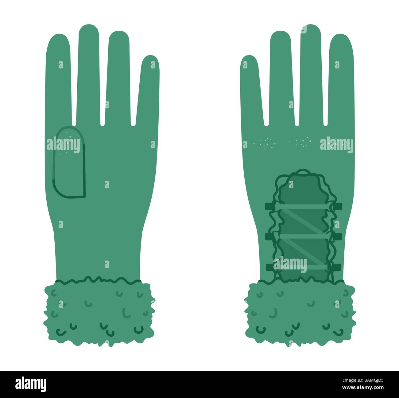 Igloo Fur Gloves Wrist length emerald green cartoon Fashion hand ...