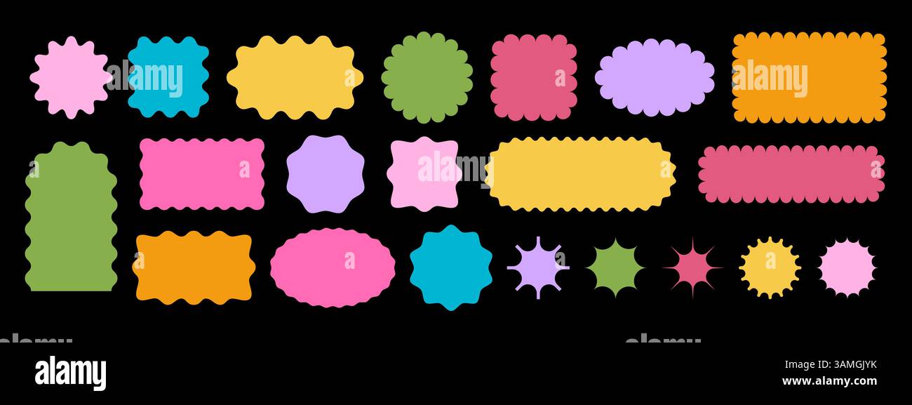 Set of colorful arch, rectangle and square, oval, star and circle ...