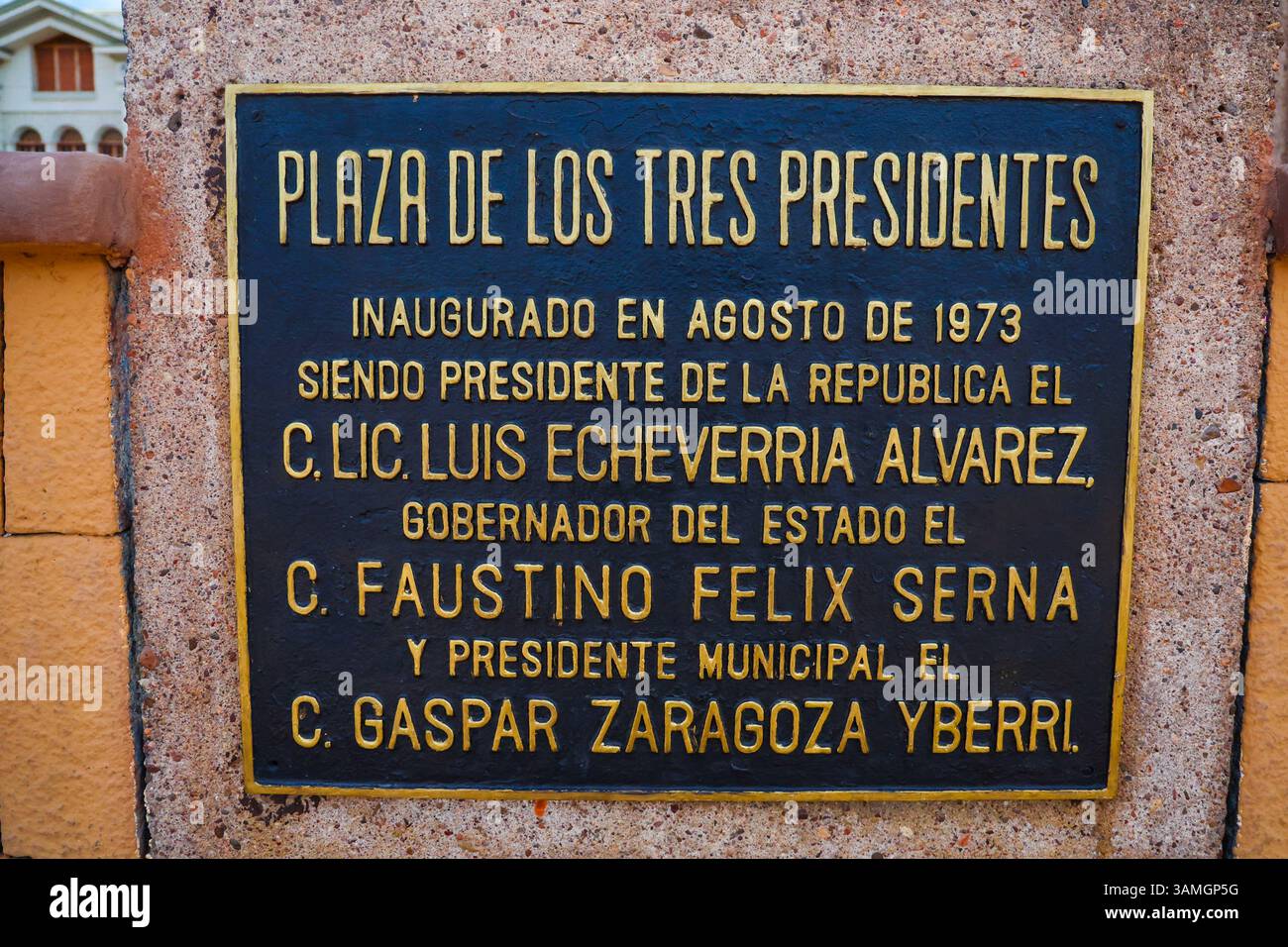 Plaza of the Three Presidents with statues of Adolfo de la Huerta ...
