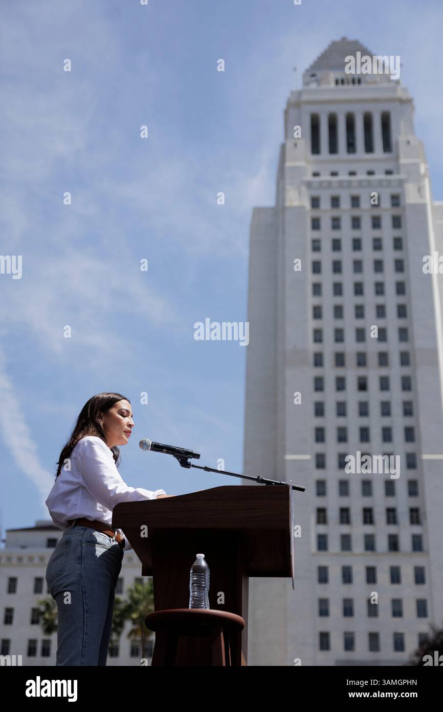 Los Angeles, USA. 12th Apr, 2025. Representative Alexandria Ocasio ...