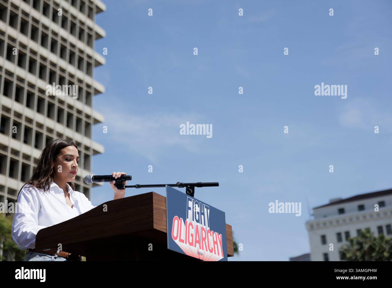 Los Angeles, USA. 12th Apr, 2025. Representative Alexandria Ocasio ...