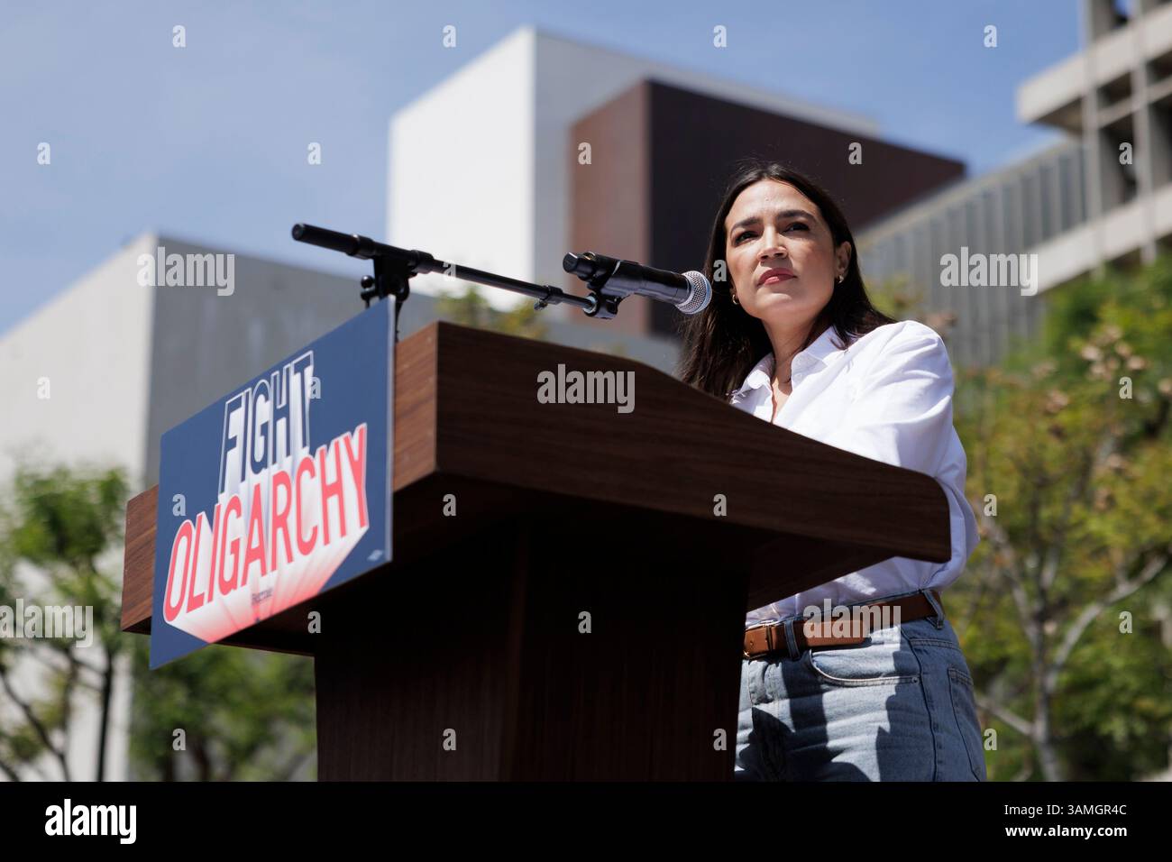Los Angeles, USA. 12th Apr, 2025. Representative Alexandria Ocasio ...