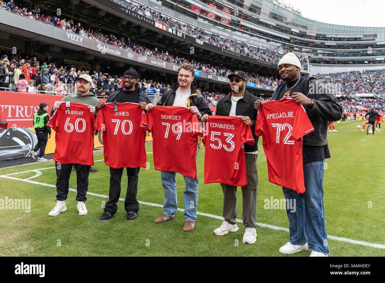 Chicago, USA, April 13, 2025: Chicago Bears players attend the game ...
