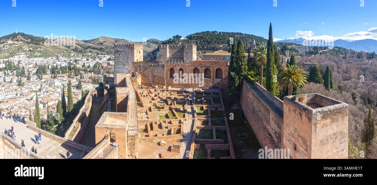 Alcazaba Medieval Fortress Panoramic Landscape View. Famous Alhambra ...
