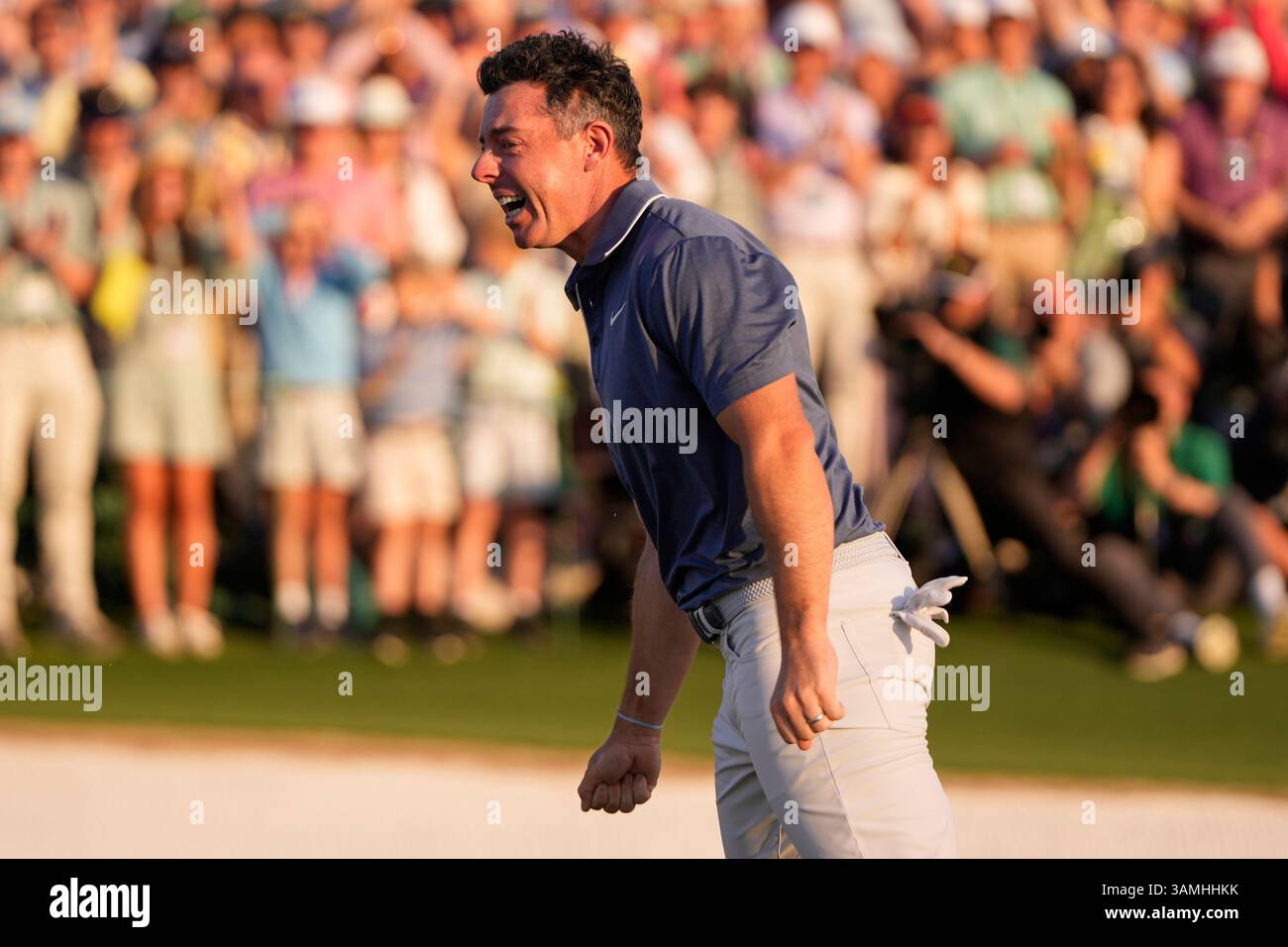 Rory McIlroy, of Northern Ireland, celebrates winning in a playoff ...