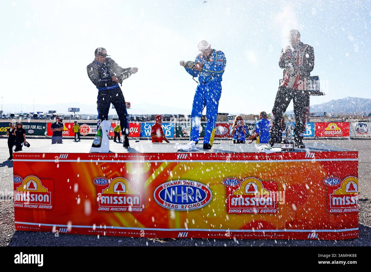 LAS VEGAS, NV - APRIL 13: Austin Prock (1 FC, left) NHRA Funny Car ...