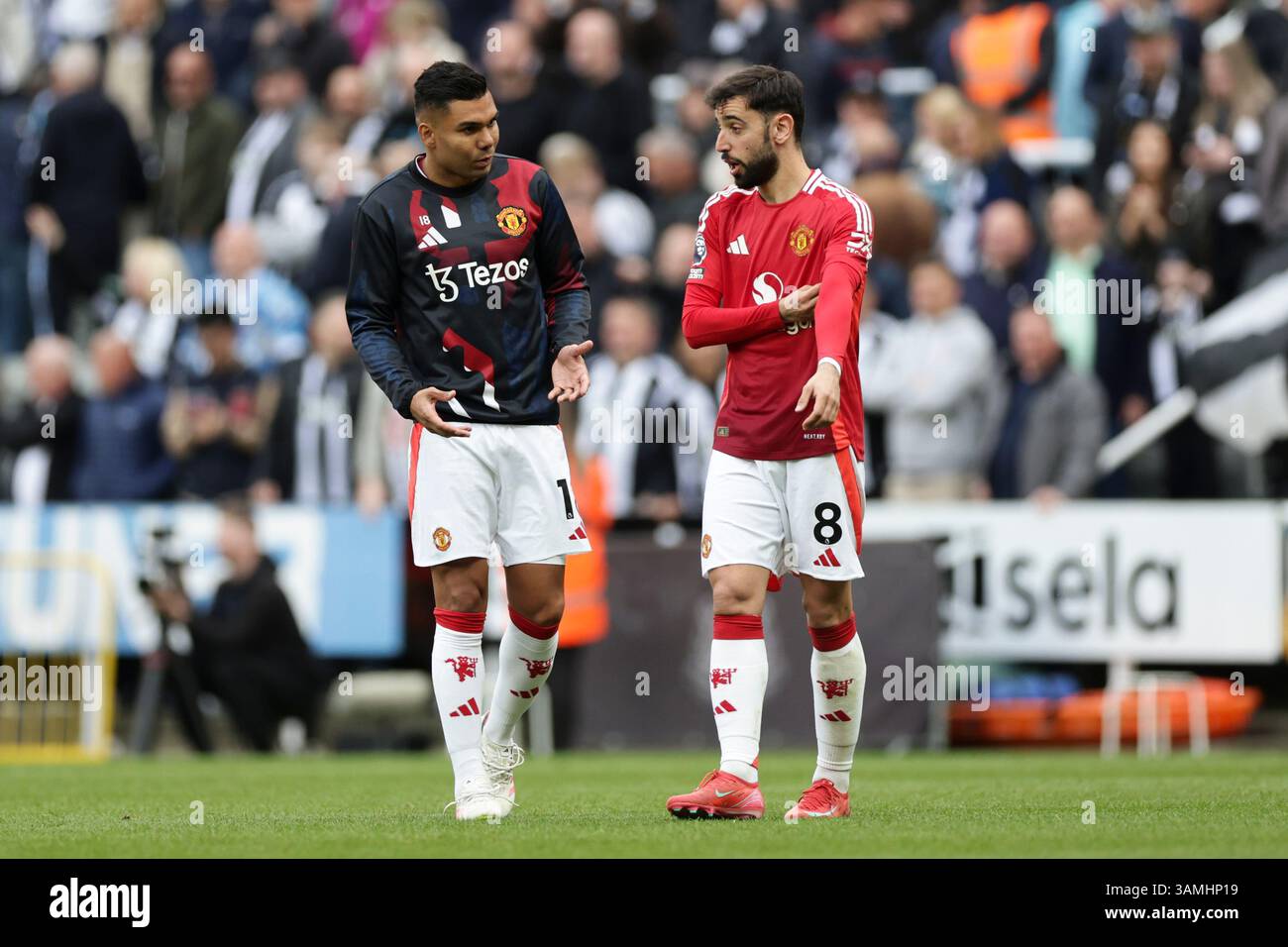 Newcastle, UK. 13th Apr, 2025. Manchester United midfielder Bruno ...