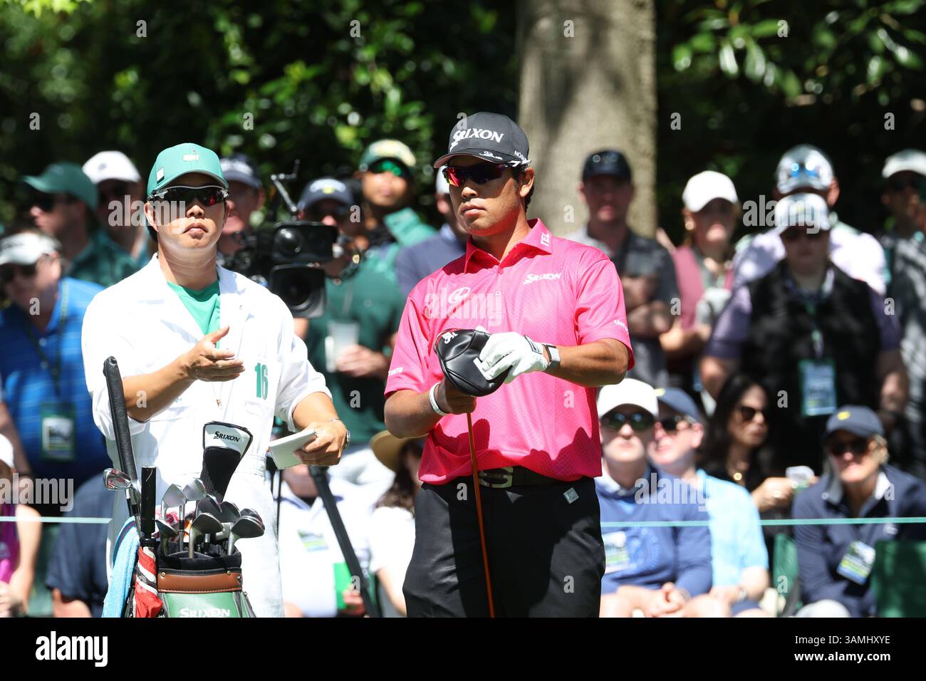 Japan's Hideki Matsuyama during the day 2 of the 2025 Masters golf tournament at the Augusta ...