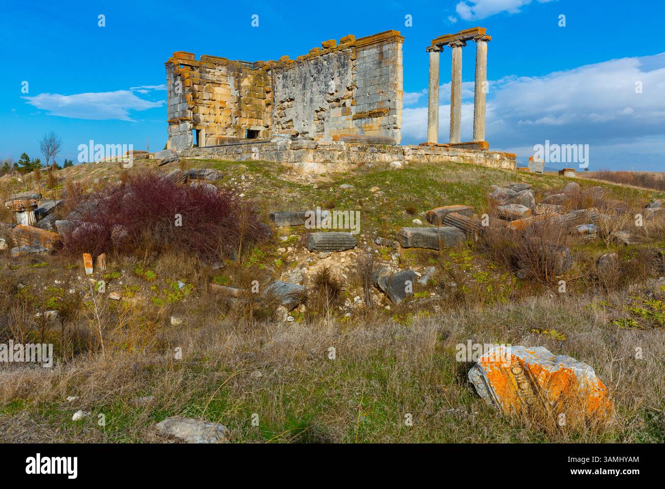 Partially restored Temple of Zeus in ancient city of Aizanoi, Turkey ...