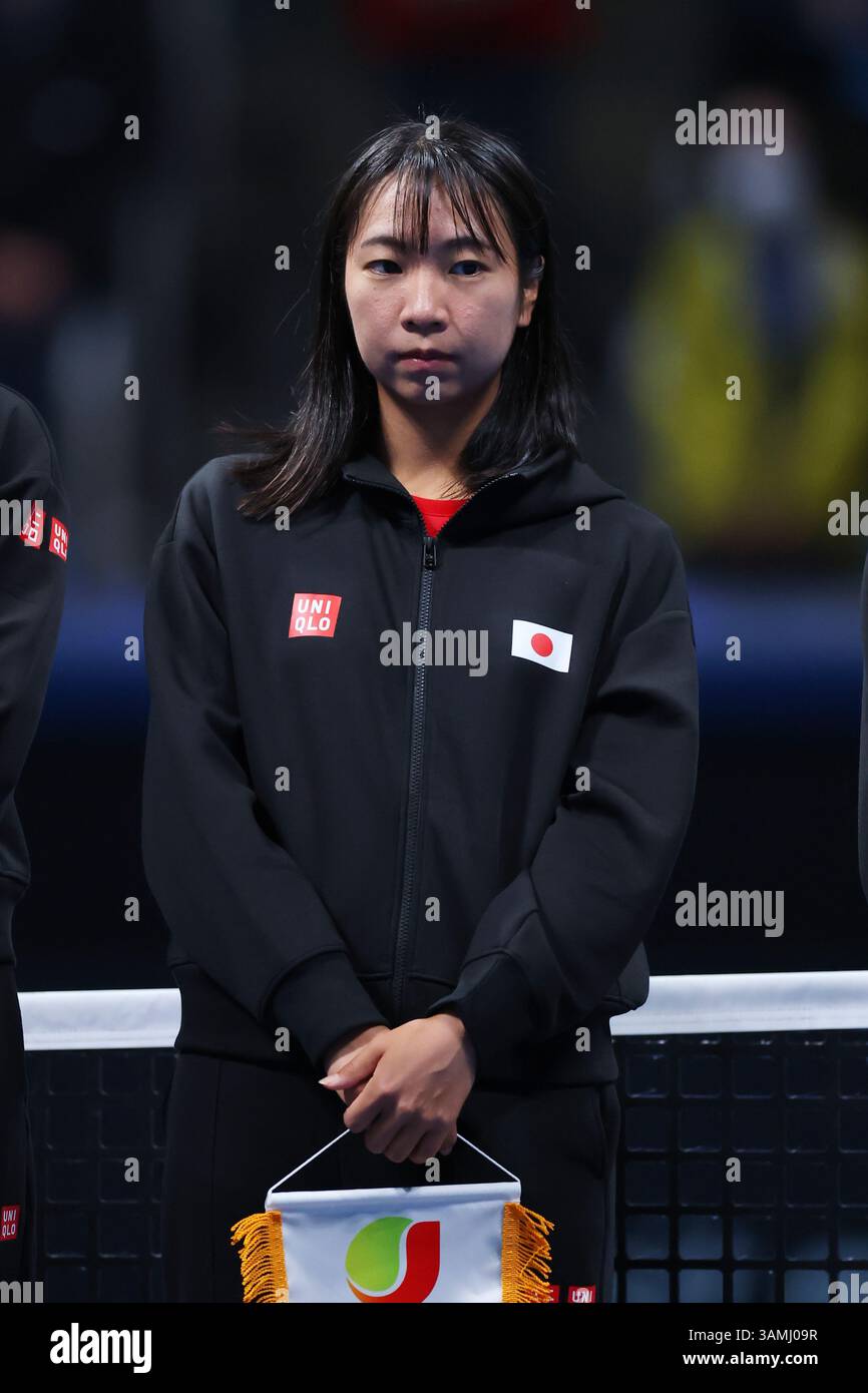 Tokyo, Japan. 12th Apr, 2025. Aoi Ito (JPN) Tennis : Billie Jean King Cup Qualifiers match ...