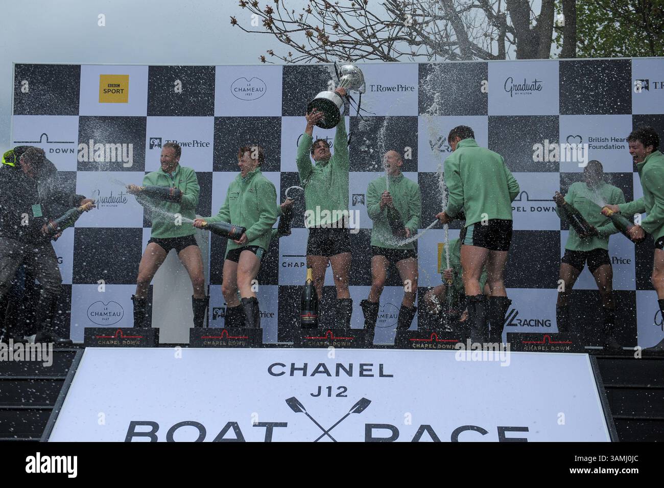 Cambridge men celebrate their victory over Oxford at Quintin Boat Club ...