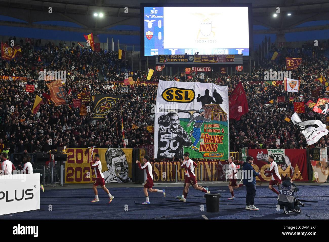Rome, Lazio. 13th Apr, 2025. Roma fans during the Serie A match between ...