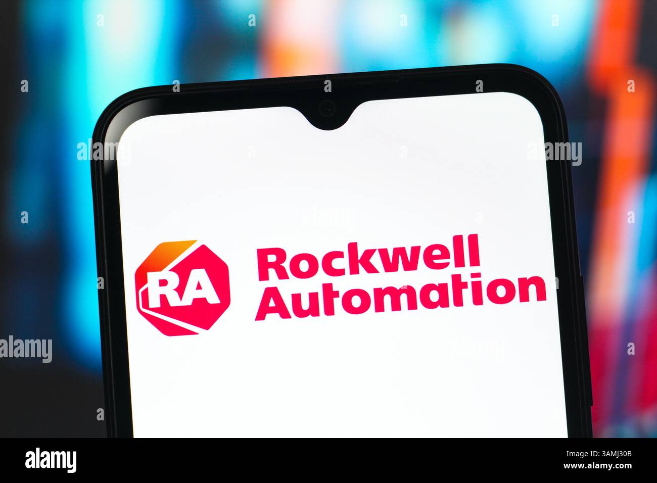 In this photo illustration, the Rockwell Automation logo is seen ...