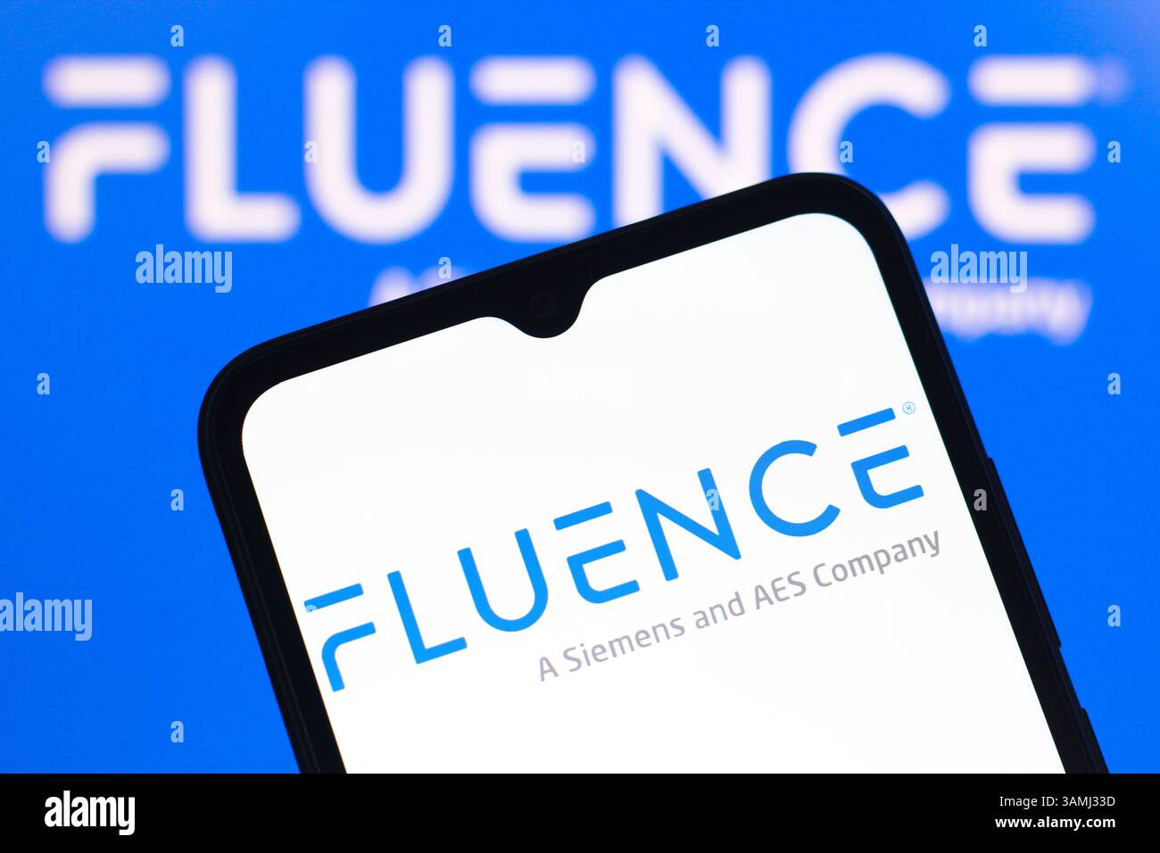 In this photo illustration, the Fluence Energy logo is seen displayed ...