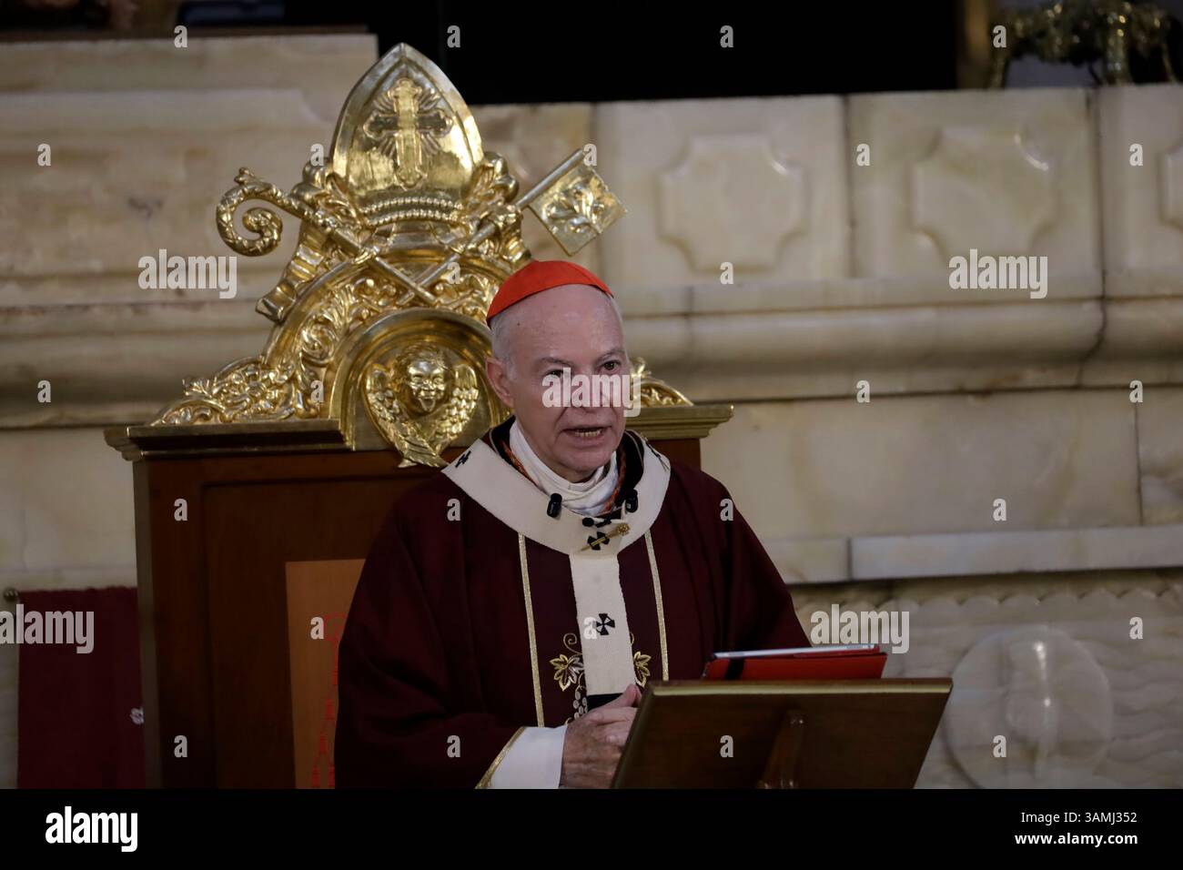 Archbishop Primate of Mexico, Carlos Aguiar Retes gives a speech during ...
