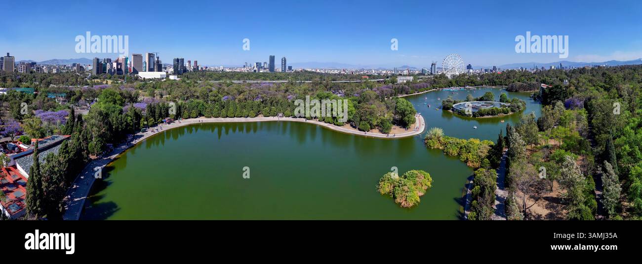 Panorama of the Lake at Chapultepec Park, Mexico City, Mexico Stock ...