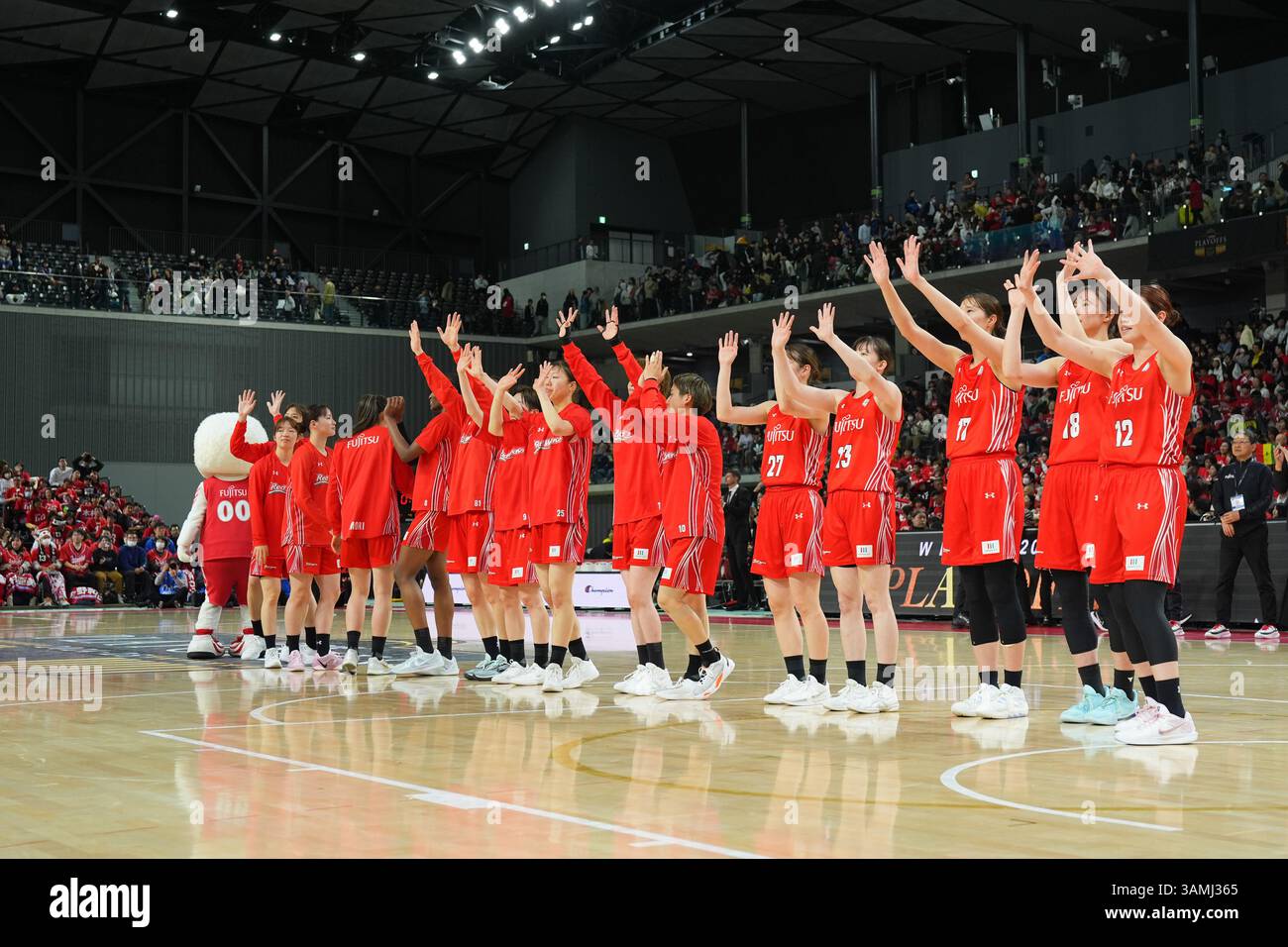 Musashino Forest Sport Plaza, Tokyo, Japan. 13th Apr, 2025. Fujitsu Red ...