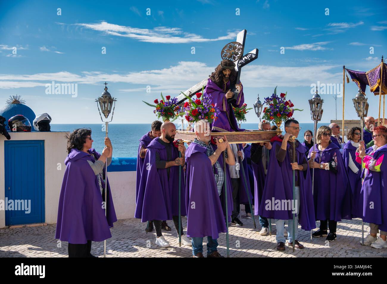 Participants carry a religious float during the Holy Week procession of ...
