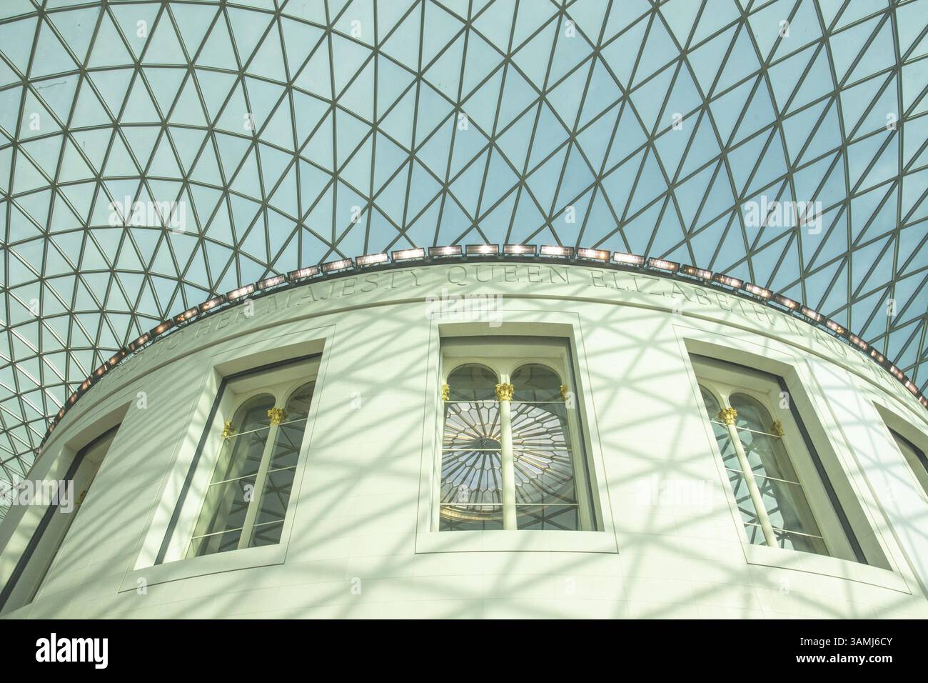 Great Court, inner courtyard with modern domed roof, steel and glass ...