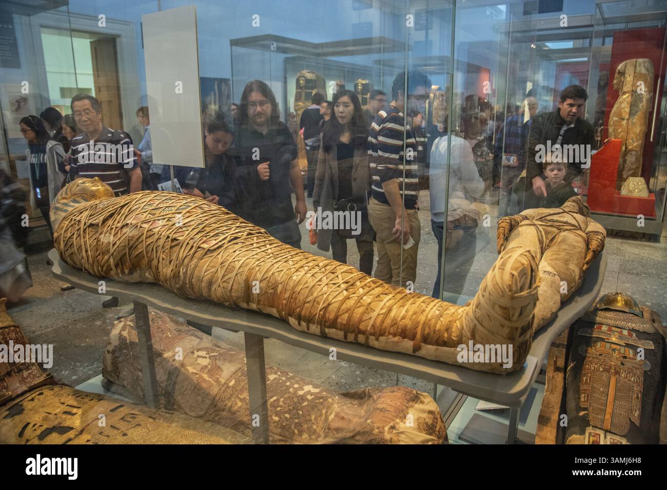 Mummies in Hall of Ancient Egypt, British Museum, London, England ...