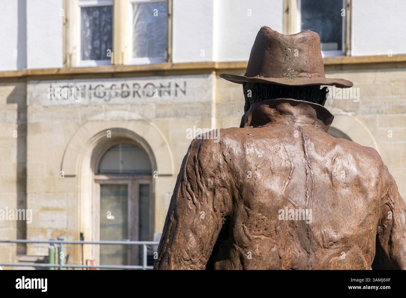 Georg Elser memorial at Koenigsbronn railway station. The statue by ...