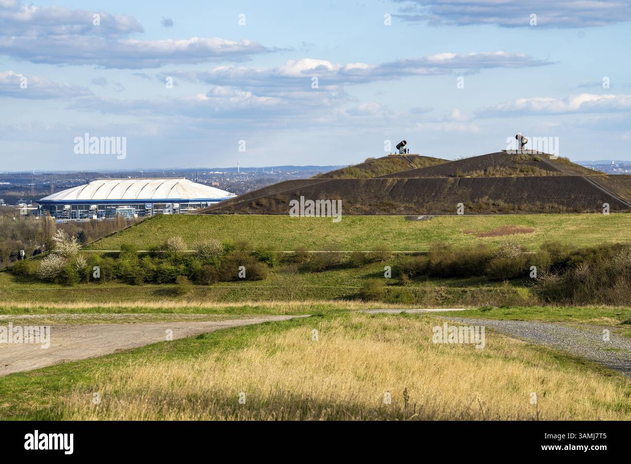 Rungenberg slag heap in the Buer district, Night Sign light ...