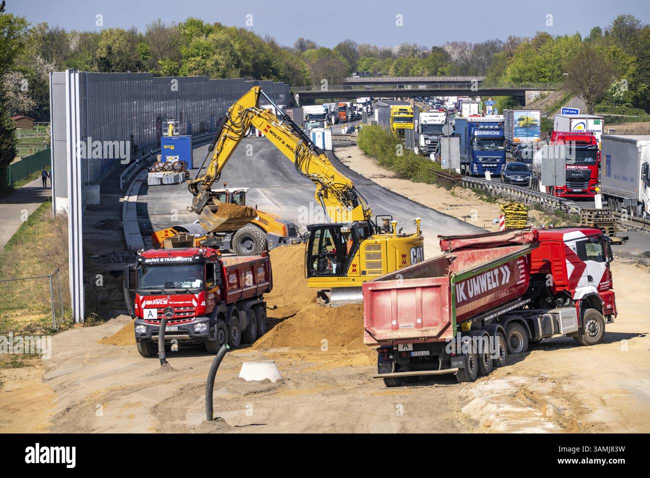 Motorway construction site, the A57 is being widened to 6 lanes on the ...