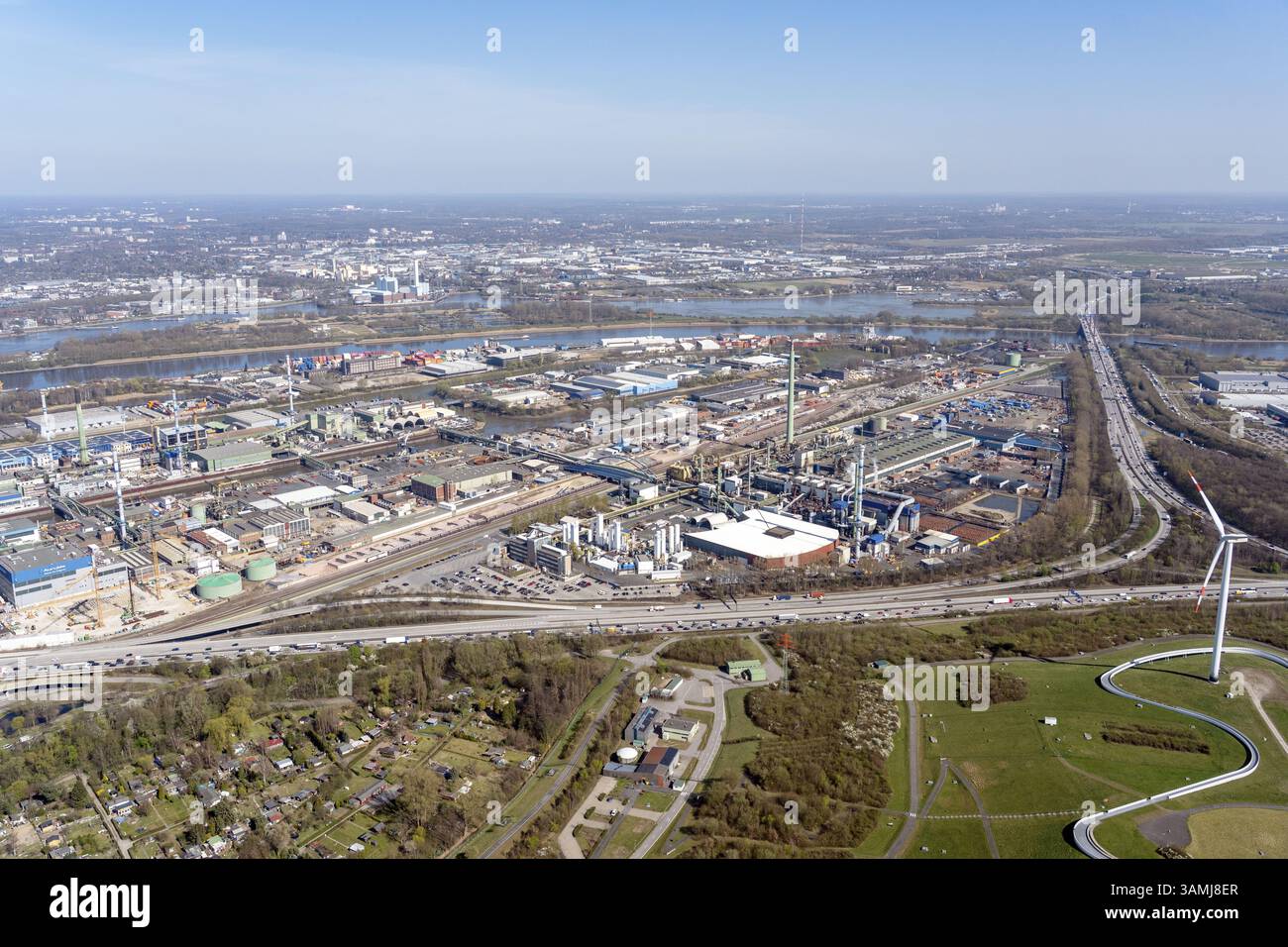 Aerial view, Aurubis, copper producer, affinerie, Peute, trade ...