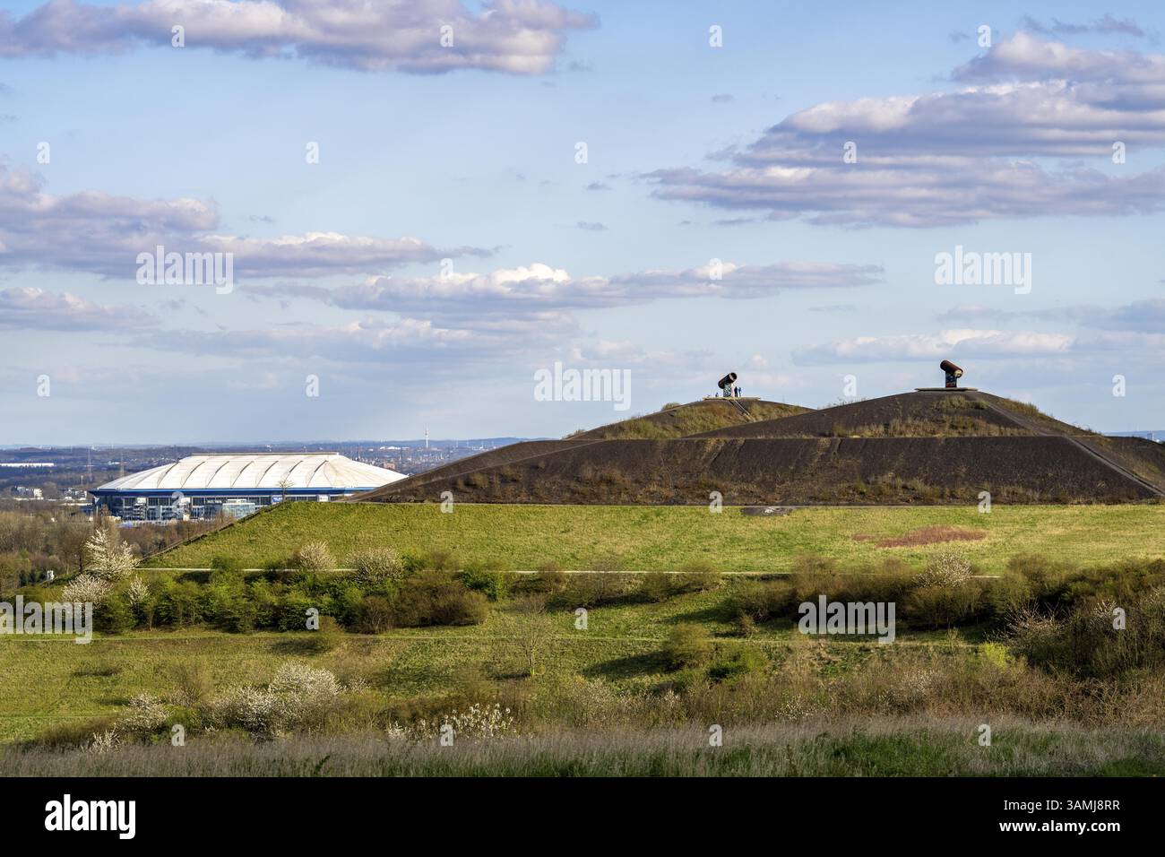Rungenberg slag heap in the Buer district, Night Sign light ...