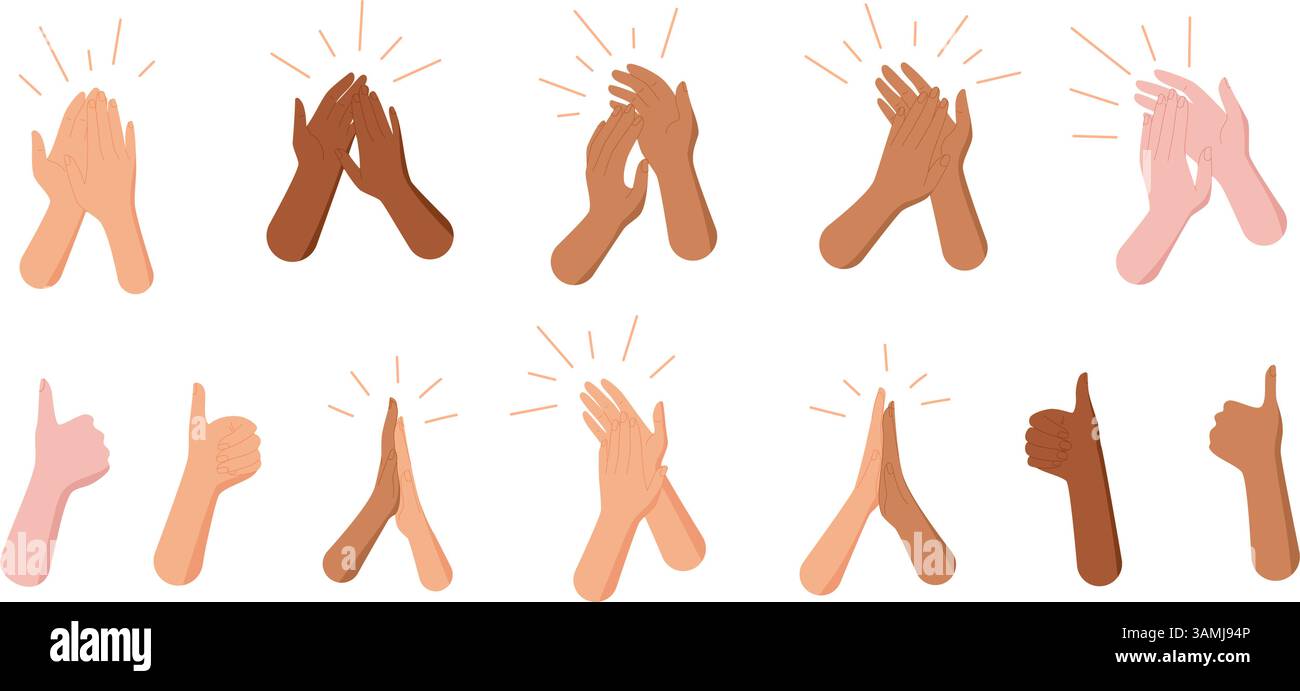 Diverse Cartoon Hand Applause Set Stock Vector Image & Art - Alamy