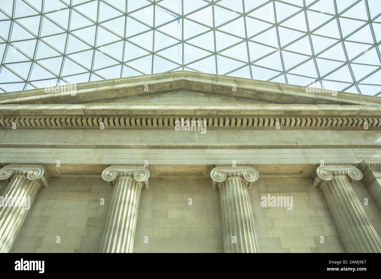 Great Court, inner courtyard with modern domed roof, steel and glass ...