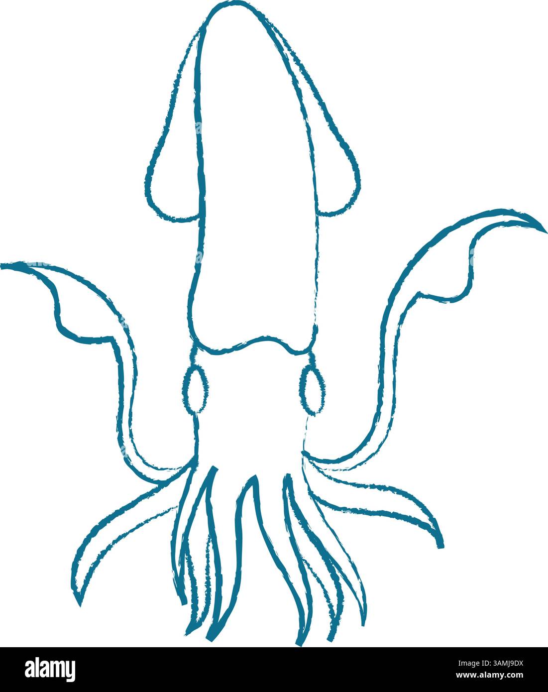 Crayon Silhouette Squid Stock Vector Image & Art - Alamy