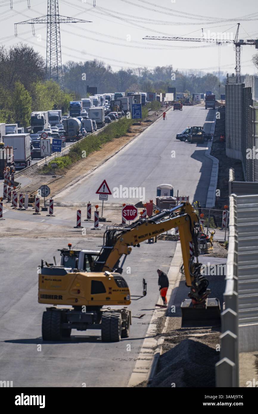 Motorway construction site, the A57 is being widened to 6 lanes on the ...
