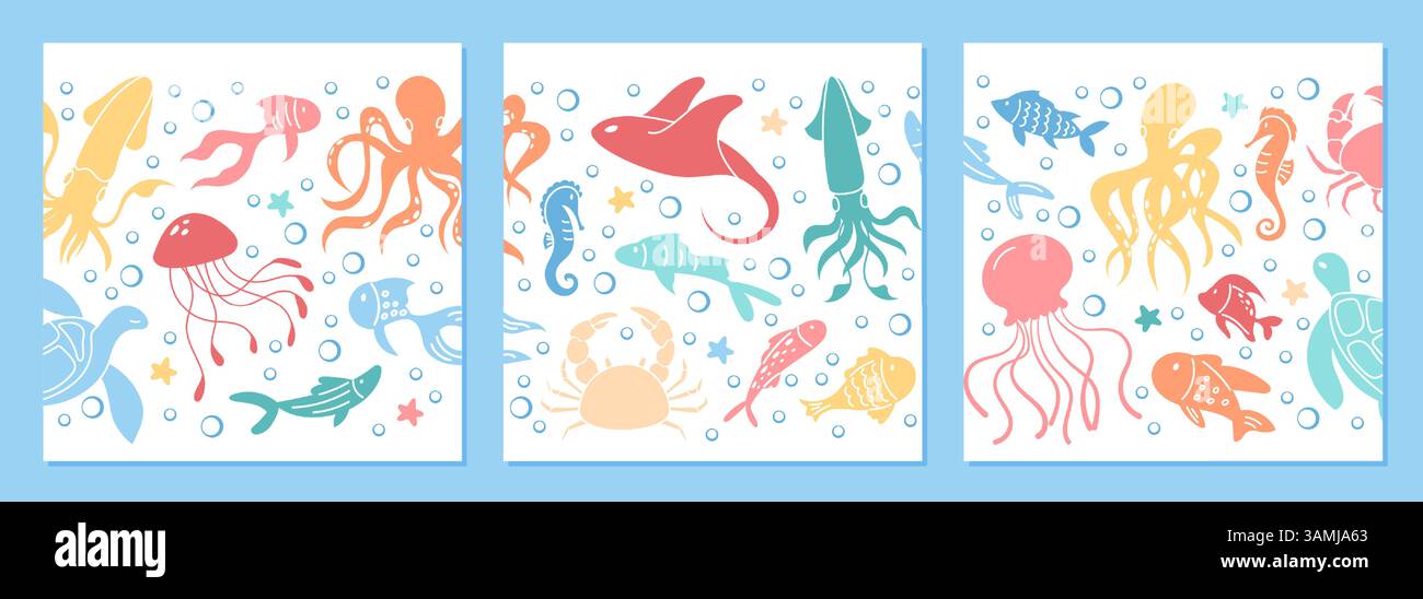 Diverse Underwater Sea Creature Collection Stock Vector Image & Art - Alamy