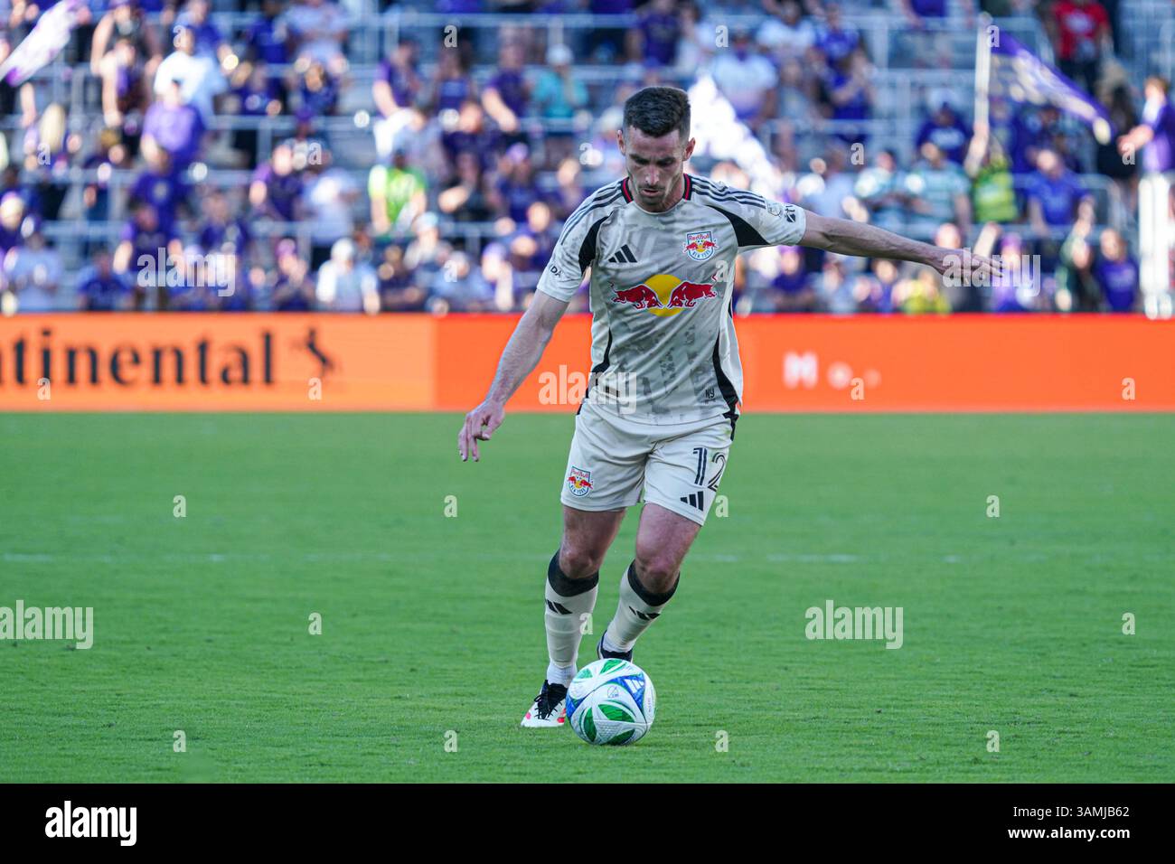 Orlando, Florida, USA, April 12, 2025, New York Red Bulls player Dylan ...